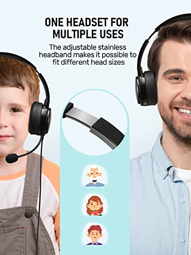 XAPROO USB Headset with Microphone for PC, 3.5mm Headset with Microphone for Laptop, Quality Computer Headset with Mute/Sidetone, USB Headphones with Microphone Noise Canceling for Zoom MS Teams