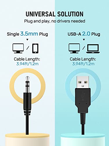 XAPROO USB Headset with Microphone for PC, 3.5mm Headset with Microphone for Laptop, Quality Computer Headset with Mute/Sidetone, USB Headphones with Microphone Noise Canceling for Zoom MS Teams