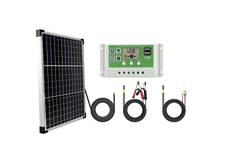 30W 12V Solar Panel Kits- 12 Volt 30 Watt Mono Crystalline Solar Panel + Intelligent 10A Charge Controller- Perfect Solar Battery Charger & Maintainer for Car, RV, Boat, Trailer, Gate Opener, Off Grid