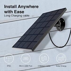 LuckSun Solar Panel for Outdoor Security Camera, Waterproof Solar Panel with 10ft Micro-USB Cable, 5V1A Continuously Power for Rechargeable Battery Camera, Adjustable Wall Mount (No Camera)