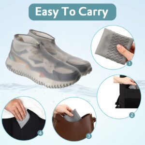 3 Pairs Silicone Shoes Covers Rain Boots Reusable Waterproof Shoe Covers Non Slip Overshoes Unisex Shoe Protectors for Women Men, Black White Gray (Large)