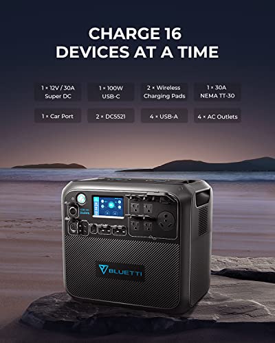 BLUETTI Portable Power Station AC200MAX and 2 B230 External Battery Modules, Expand to 6144Wh LiFePO4 Battery Backup w/ 4 2200W AC Outlets, Solar Generator for Home Backup, Blackout, RV Trip