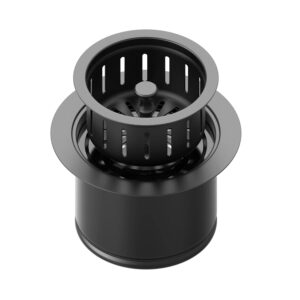 botemy extended garbage disposal flange basket strainer stopper, deep 304 stainless steel kitchen sink flange for 3-1/2 inch standard sink drain hole, matte black deep sink disposal flange stopper