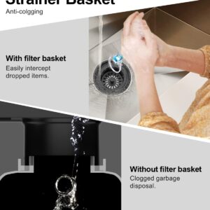 BOTEMY Extended Garbage Disposal Flange Basket Strainer Stopper, Deep 304 Stainless Steel Kitchen Sink Flange for 3-1/2 Inch Standard Sink Drain Hole, Matte Black Deep Sink Disposal Flange Stopper