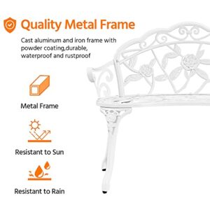 Yaheetech Patio Garden Bench Park Bench Outdoor Benches, Aluminium Patio Yard Bench for Outdoor Porch, Lawn, Balcony, Backyard