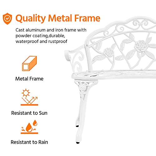 Yaheetech Patio Garden Bench Park Bench Outdoor Benches, Aluminium Patio Yard Bench for Outdoor Porch, Lawn, Balcony, Backyard