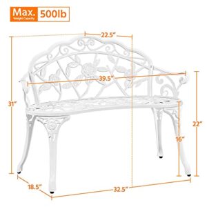 Yaheetech Patio Garden Bench Park Bench Outdoor Benches, Aluminium Patio Yard Bench for Outdoor Porch, Lawn, Balcony, Backyard