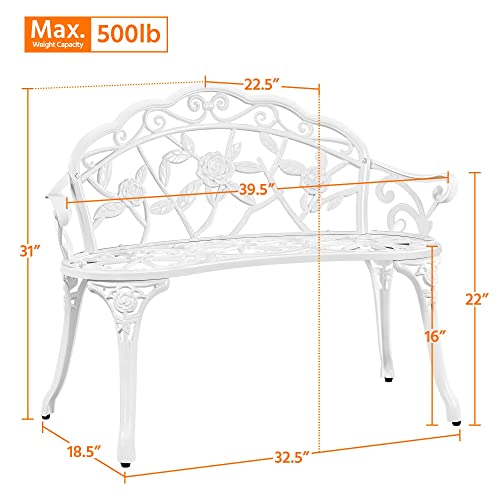 Yaheetech Patio Garden Bench Park Bench Outdoor Benches, Aluminium Patio Yard Bench for Outdoor Porch, Lawn, Balcony, Backyard