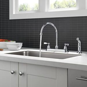 Peerless Two Handle Deck Mount Kitchen Faucet in Chrome| 360 Degree spout Swivel| Ceramic disc