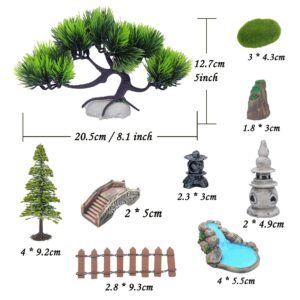 Trasfit 19 Pieces Zen Garden Accessories Kit, Office Desktop Mini Zen Gifts - Meditation Rock Sand/Fairy Garden Accessories or Micro Landscape Decoration Plant Pots Bonsai Craft Decor