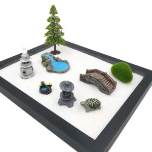 Trasfit 19 Pieces Zen Garden Accessories Kit, Office Desktop Mini Zen Gifts - Meditation Rock Sand/Fairy Garden Accessories or Micro Landscape Decoration Plant Pots Bonsai Craft Decor