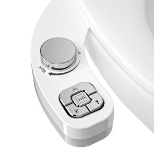 pikets bidet attachment for toilet, dual nozzle (frontal and rear wash) non-electric fresh water toilet seat attachment with nozzle self cleaning, adjustable water pressure(chrome silver)