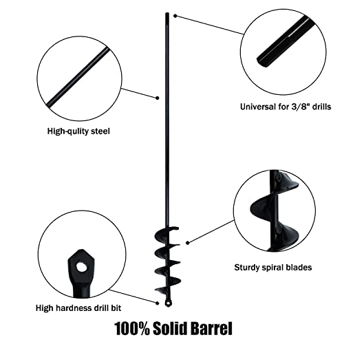 Extended Garden Auger Spiral Drill Bit 2”x30”, Spiral Hole Drill Planter， - No Need to Squat for Garden Planting Bulb & Bedding Plant Augers, Hole Digging Planting Tool for 3/8" Hex Drive Drill