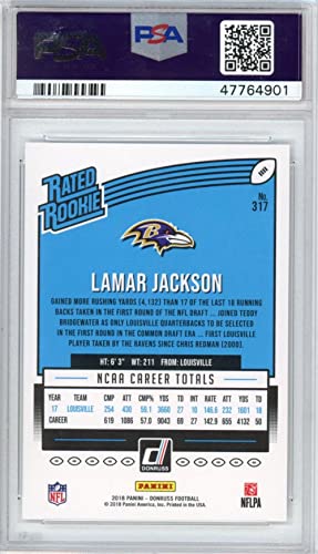 Graded 2018 Panini Donruss Lamar Jackson #317 Rookie RC Football Card PSA 10 Gem Mint