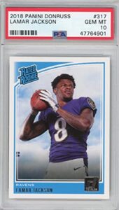 graded 2018 panini donruss lamar jackson #317 rookie rc football card psa 10 gem mint