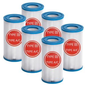 remas type iii pool filter,for intex pool filter a or c,for cartridge type iii 58012,type a/c for above ground pools,pool filters cartridge for intex pool model 603(6 pack), blue