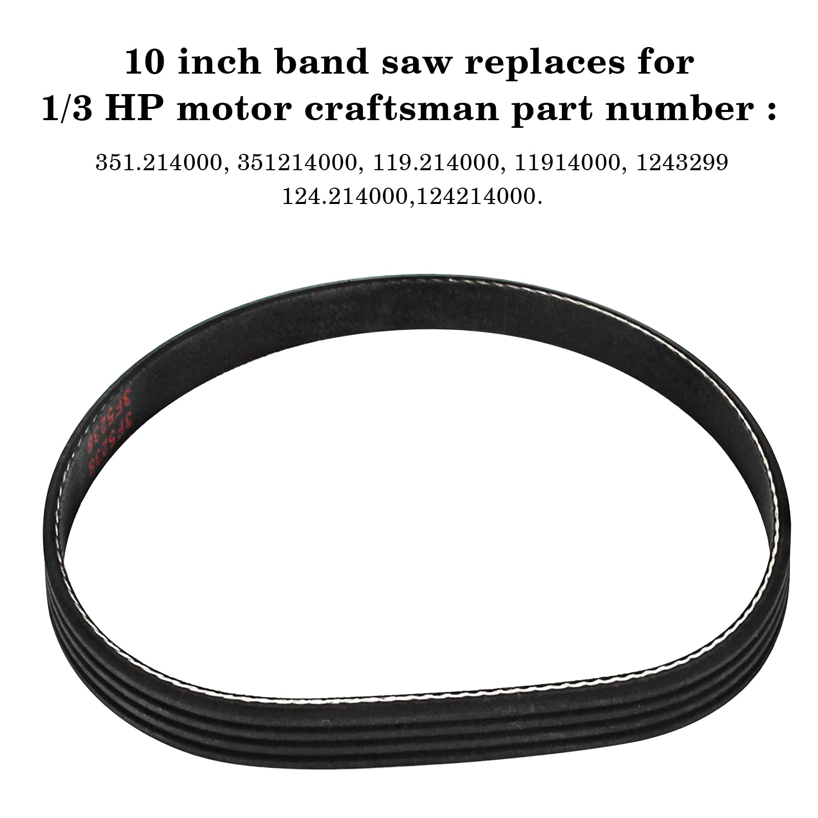 Bandsaw Drive Belt 1-JL22020003 Compatible with Sears Craftsman 10" Band Saw 1/3 HP Motor 119.214000 124.214000 351.214000