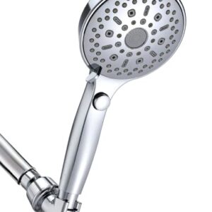 CTBOM 4.8" High Pressure Shower Head, 12 Spray Mode Handheld High Flow Rain Shower Head Anti-clog Nozzles with 60" Stainless Steel Hose and Adjustable Bracket, Detachable and Hydro jet 2.5GPM Chrome