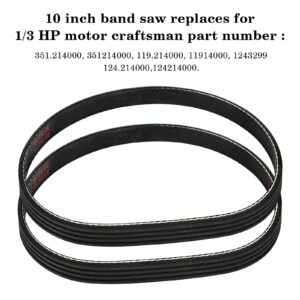 Bandsaw Drive Belt 1-JL22020003 Compatible with Sears Craftsman 10" Band Saw 1/3 HP Motor 119.214000 124.214000 351.214000-2 Pack