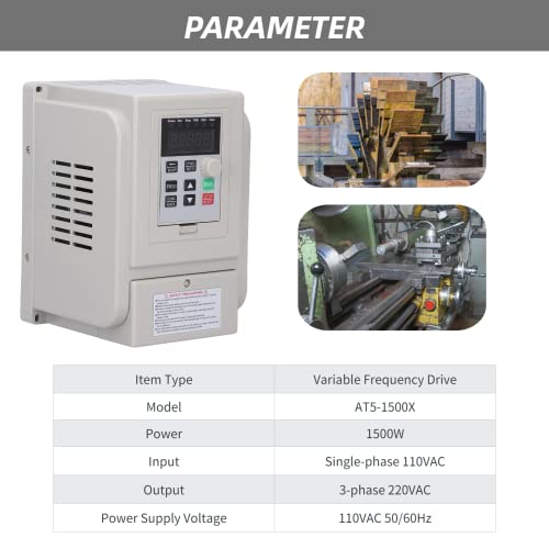 Liccx Variable Frequency Drive, 110VAC 50/60Hz 1500W VFD Inverter Converter, VFD Inverter Frequency Converter (Single-Phase Input, 3 Phase Output)