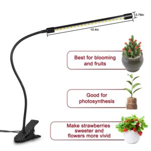 LONSRIVE Grow Lights for Indoor Plants Growing, 6500K White LED Grow Lamp, 9 Dimmable Settings for Indoor Plants with White Spectrum, Adjustable Gooseneck, 3/9/12H Timer