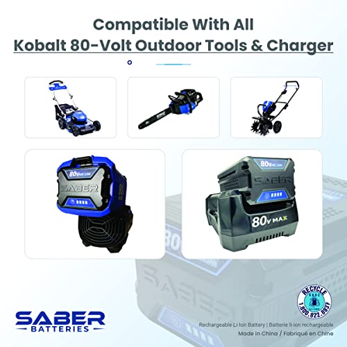 SABER 80-Volt 2.5Ah Battery Replacement for Kobalt 80V Cordless Power Equipment Battery - Designed in The USA