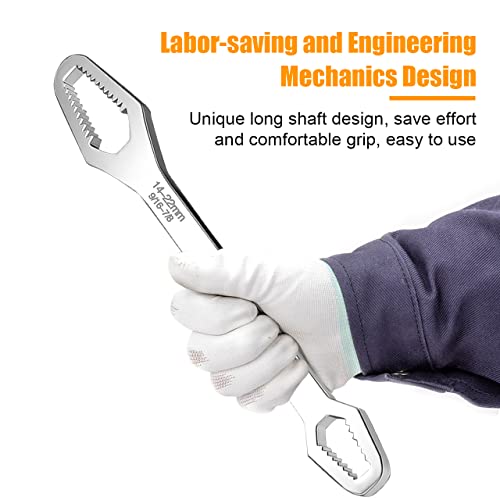 ZUZUAN Double End Multifunctional Universal Wrench,8mm-22mm Self-Tightening lazy Wrench Repair Tools, Chrome Vanadium Steel, Silver