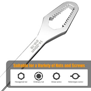 ZUZUAN Double End Multifunctional Universal Wrench,8mm-22mm Self-Tightening lazy Wrench Repair Tools, Chrome Vanadium Steel, Silver