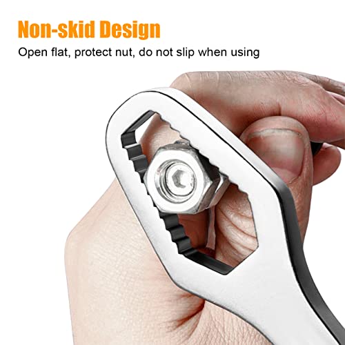 ZUZUAN Double End Multifunctional Universal Wrench,8mm-22mm Self-Tightening lazy Wrench Repair Tools, Chrome Vanadium Steel, Silver