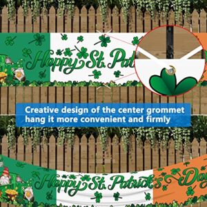 Probsin Large Happy St. Patrick's Day Banner 120" x 20" St Patricks Decorations Yard Signs Irish Holiday Decor Party Supplies Shamrock Gnomes Vehicle Hanging Backdrop for Garden Fence Balcony