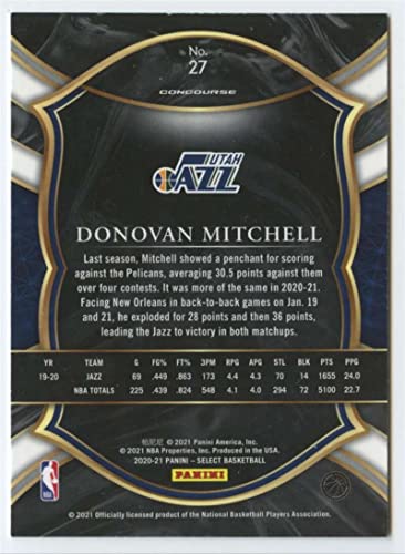 2020-21 Panini Select Blue #27 Donovan Mitchell Concourse Utah Jazz NBA Basketball Trading Card