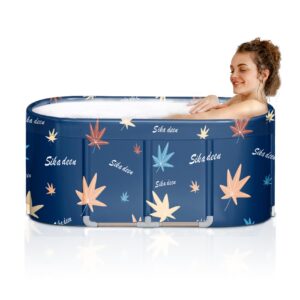 lergna portable bathtub,foldable freestanding bathtub,japanese soaking tub,shower stall bathtub,bathroom folding spa tub for adults,boys and girls,outdoor/indoor hot ice bath,47 inch,blue,pvc+al alloy