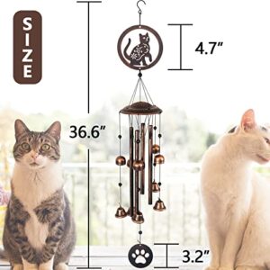 Cat Wind Chimes, 36.6 Inch Pet Memorial Windchimes Outdoors, Pet Memorial Gifts for Family and Friends Who Love Or Have Lost Them, Also Unique Garden Decor(Cat)