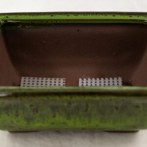 Calibonsai 6'' Rectangular Moss Green Shohin Bonsai Pot + Soil + Tray + Rock + Mesh Kit, Blue,green