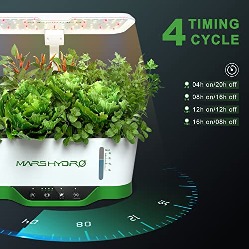 MARS HYDRO 12 Pods Hydroponics Growing System Indoor Garden with 9L Large Water Tank, Herb Plant Germination Kits with Full Spectrum LED Grow Light,Perfect Gardening Gift for Women