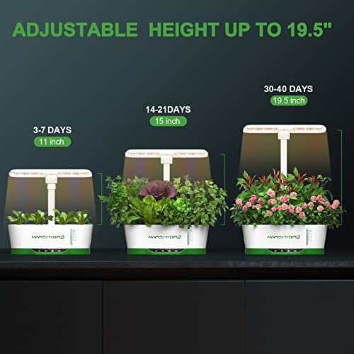 MARS HYDRO 12 Pods Hydroponics Growing System Indoor Garden with 9L Large Water Tank, Herb Plant Germination Kits with Full Spectrum LED Grow Light,Perfect Gardening Gift for Women