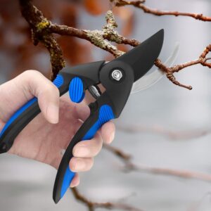 Stedi 8.5 inch Professional Garden Scissors Heavy Duty, Sharp Pruning Shears, SK-5 Carbon Steel Garden Clippers, With Safety Lock and Non-slip Handle, for Cutting Flowers/Plants/Bonsai