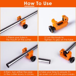 MATEWORK Pipe Cutter - Fast Tubing Cutter Set with Mini Cutter & Deburring Tool, Pipe Cutter Tool for Cutting 3/16" to 2" Aluminum Copper PVC Stainless Steel Tube, for Plumber and Home Working, 3PCS