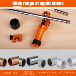 MATEWORK Pipe Cutter - Fast Tubing Cutter Set with Mini Cutter & Deburring Tool, Pipe Cutter Tool for Cutting 3/16" to 2" Aluminum Copper PVC Stainless Steel Tube, for Plumber and Home Working, 3PCS