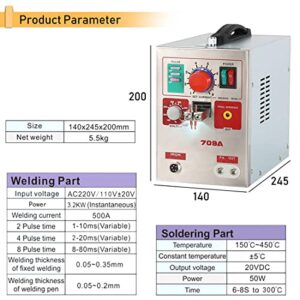 ZWJABYY 709A Spot Welding Machine Fixed Welding,Battery Spot Welders,Pulse Spot Welder,0.3Mm Battery Welding Machine,110V-220V Soldering Station Portable