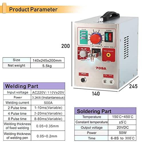 ZWJABYY 709A Spot Welding Machine Fixed Welding,Battery Spot Welders,Pulse Spot Welder,0.3Mm Battery Welding Machine,110V-220V Soldering Station Portable