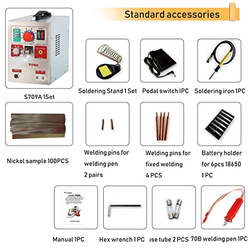 ZWJABYY 709A Spot Welding Machine Fixed Welding,Battery Spot Welders,Pulse Spot Welder,0.3Mm Battery Welding Machine,110V-220V Soldering Station Portable