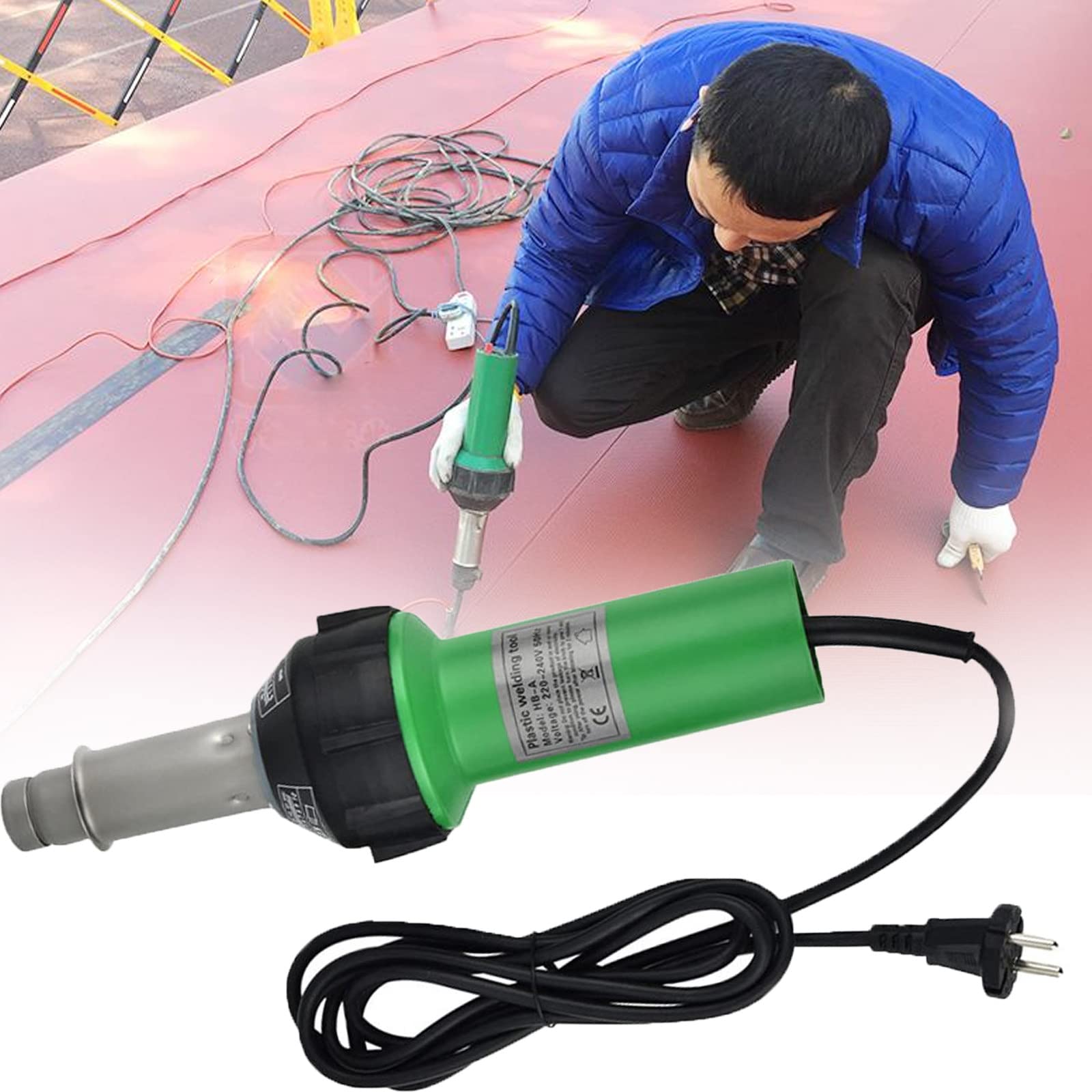 WZFANJIJ Roofing Welder, PVC Welding Gun, 1600W Hot Air Plastic Welder, Stepless Temperature Regulation 40-600 ℃ Plastic Welder Kit