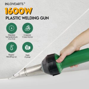 WZFANJIJ Roofing Welder, PVC Welding Gun, 1600W Hot Air Plastic Welder, Stepless Temperature Regulation 40-600 ℃ Plastic Welder Kit