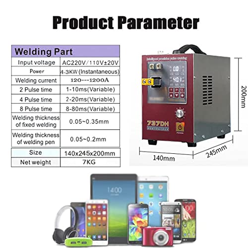 ZWJABYY 737DH Induction Delay Battery Spot Welding Machine,Intelligent Welding Machine,Pulse Spot Welder,for 18650 Lithium-Ion Battery Pack Welding,High Power Small Welding Machine Ce Certification