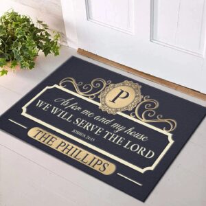 Faithgee As for Me and My House We Will Serve The Lord Doormat Personalized Religious Door Mats for Inside and Outside Entry As for Me and My Home We Will Serve The Lord Doormat 24x36 inch