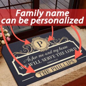 Faithgee As for Me and My House We Will Serve The Lord Doormat Personalized Religious Door Mats for Inside and Outside Entry As for Me and My Home We Will Serve The Lord Doormat 24x36 inch