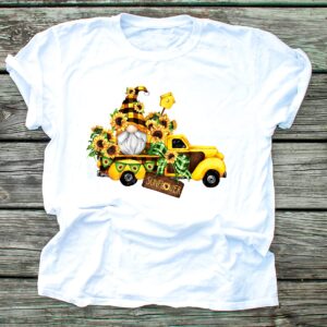 Sunflower Gnome Truck Sublimation Transfer - Ready to Press, Sunflowers Transfer, Gnome Transfer, Vintage Truck Gnome Transfer, Ready to Use (Adult x1-8.5+")