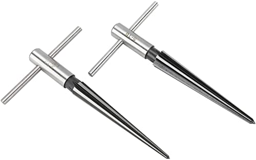 Faneta T Handle Taper Reamer Set 3-13mm(1/8''-1/2'') & 5-16mm(½"-5/8") Bridge Pin Hole Hand Held Tapered Reamers 6 Fluted Chamfer Reaming Guitar Woodworker Luthier Tool (Set of 2)