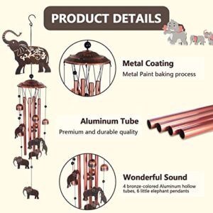 Iwaiting Outdoor Elephant Wind Chimes for Outside with Relaxing Rich Sound, Memorial Windchimes Gifts for Mom,Great Gift for Your Own Patio, Porch, Garden, and Backyard.